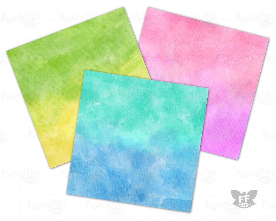 Ombre Watercolor Digital Paper Bright & Soft Color | Etsy