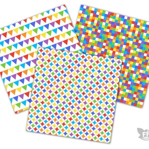Rainbow Digital Paper, Bright Bold Color Papers, Seamless Pattern ...