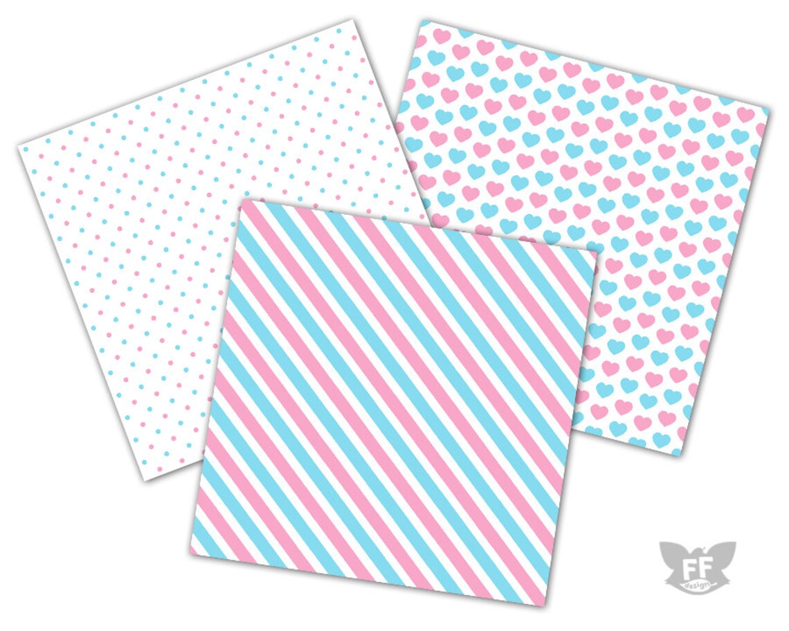 Pastel Pink and Blue Digital Paper Seamless Pattern Tileable - Etsy