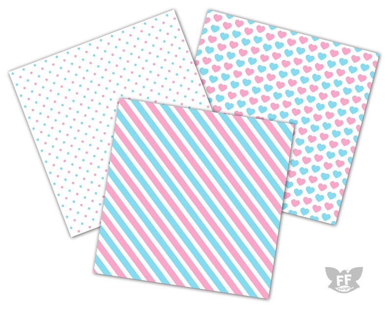 Pastel Pink and Blue Digital Paper Seamless Pattern Tileable - Etsy