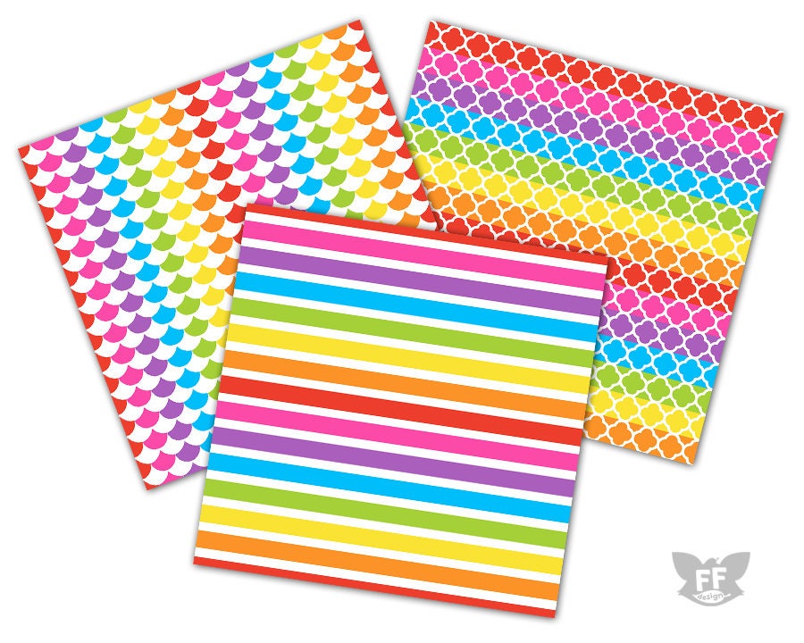 Rainbow Digital Paper Bright Bold Color Papers Seamless - Etsy