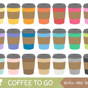Coffee to Go Clipart, Coffees Paper Cups Clip Art, Rainbow Hot Morning ...