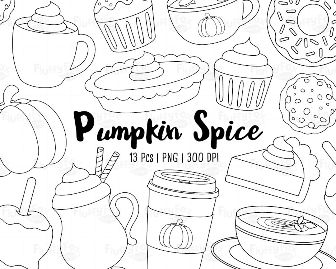 Pumpkin Spice Digital Stamp, Autumn Treats Stamps, Tasty Fall Food ...