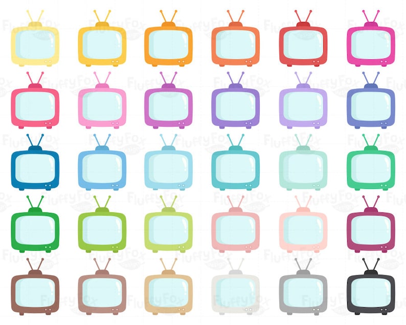 Television Clipart TV Clip Art Cute Retro Electronic Rainbow | Etsy
