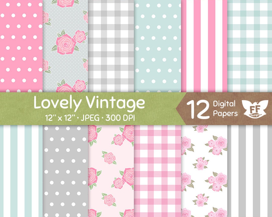 Lovely Vintage Digital Paper, Seamless Pattern, Tileable Background ...