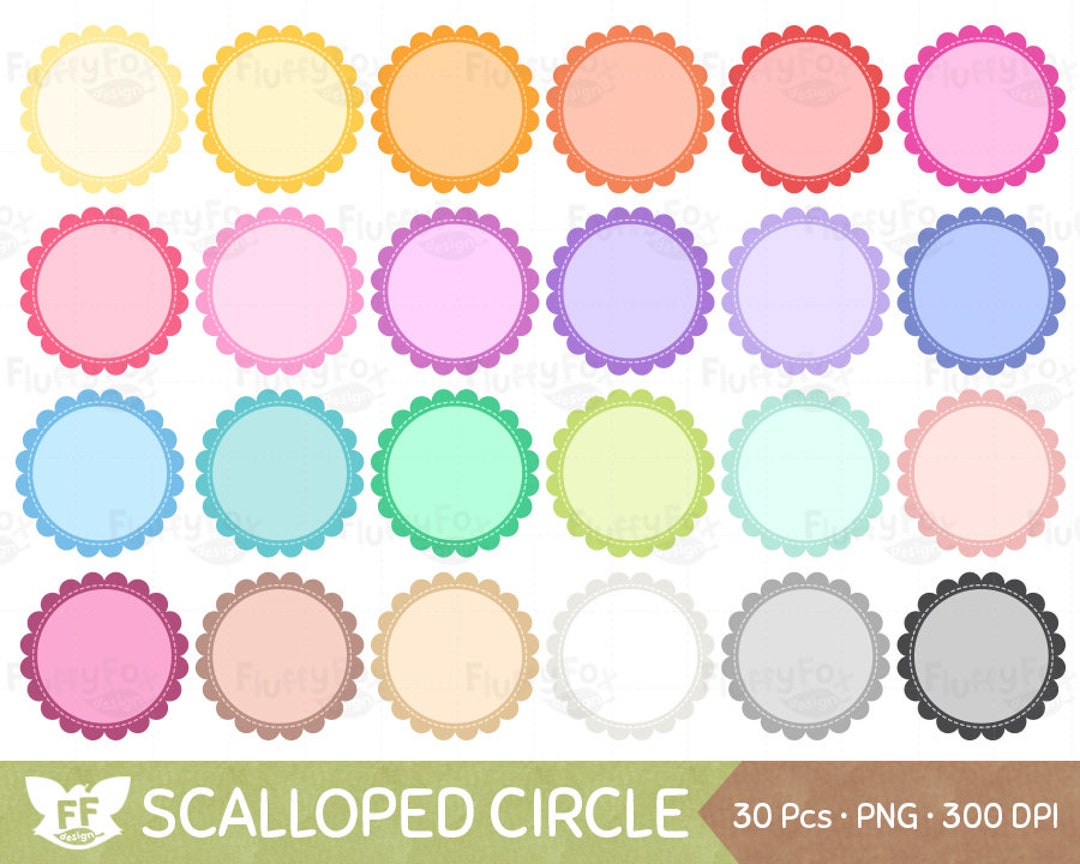 Scalloped Circle Label Clipart, Scallop Frames Clip Art, Banner Tag ...