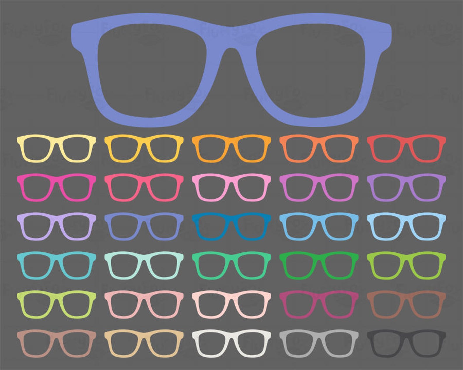 Glasses Clipart Spectacles Clip Art Rainbow Eyewear - Etsy