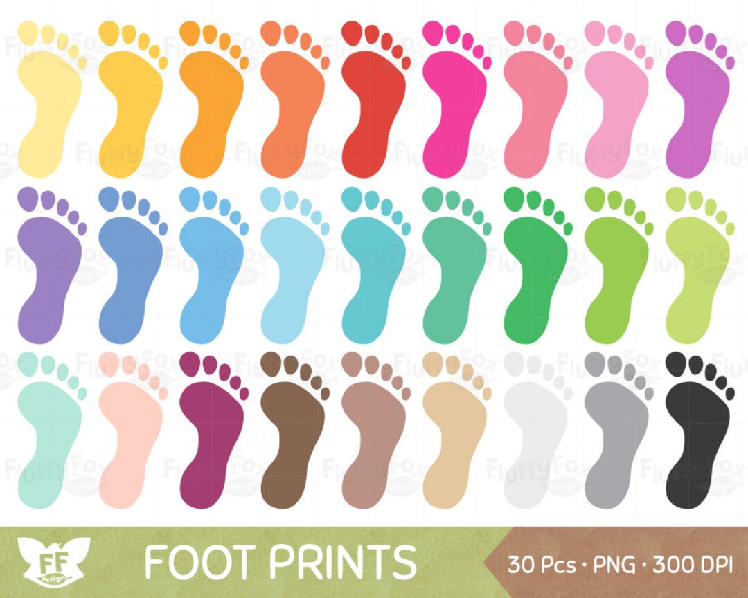 Colorful Footprints Clipart Free