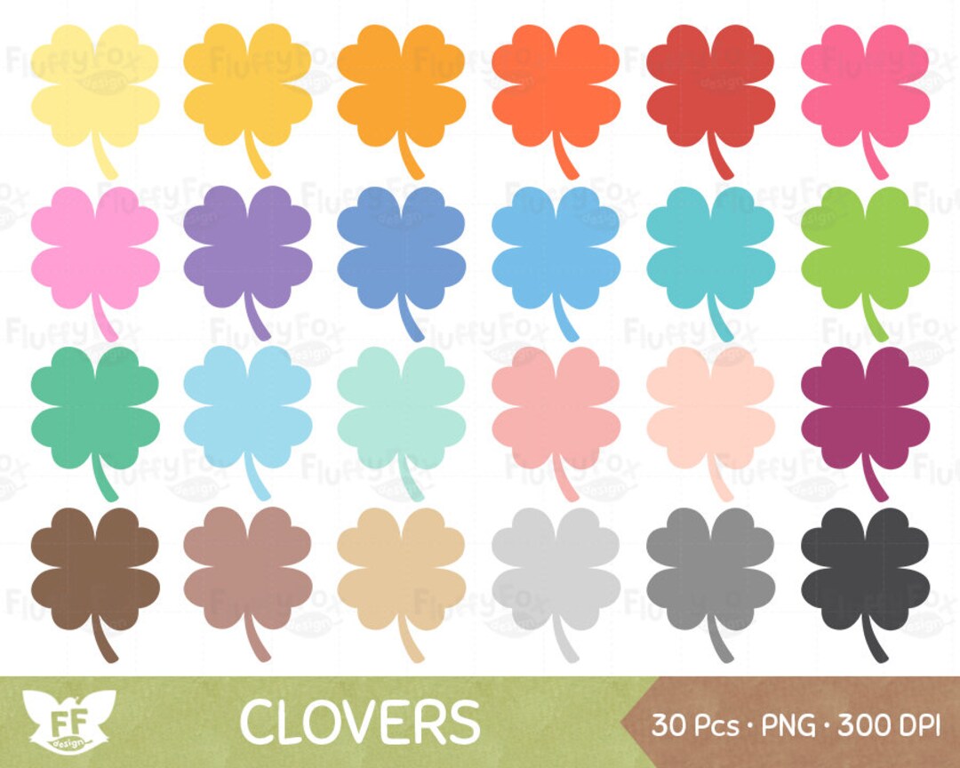 Four Leaf Clover Clipart, Lucky Shamrock Clovers St. Patrick's Day ...
