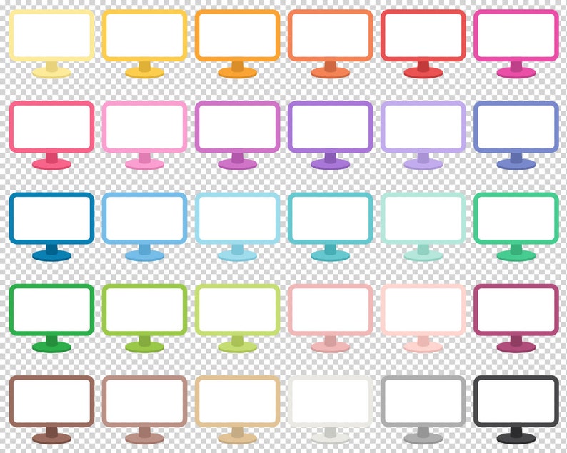 Computer Monitor Clipart Lcd Screen Clip Art PC Gaming TV - Etsy