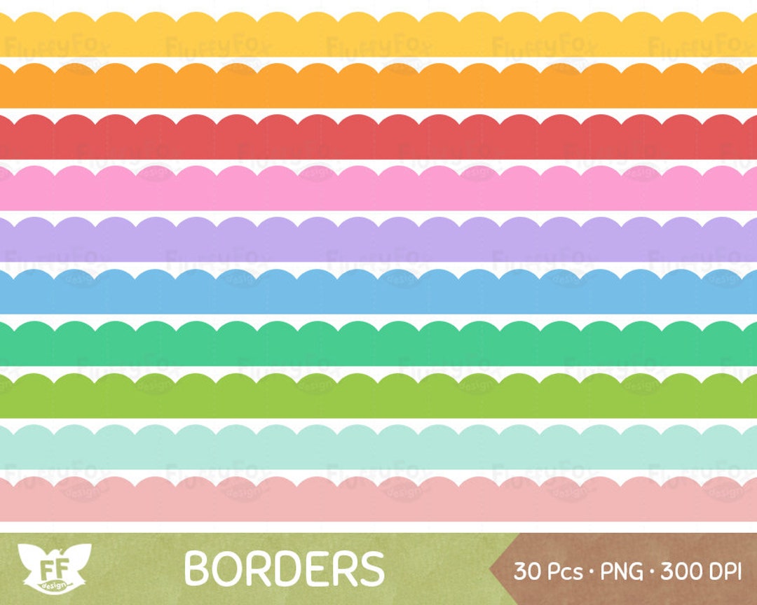 Rainbow Scalloped Border Clipart, Scallop Borders Clip Art, Colorful ...