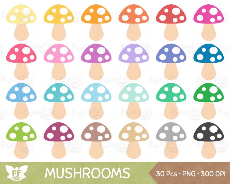 Mushroom Clipart Mushrooms Clip Art Food Forest Autumn Fall | Etsy
