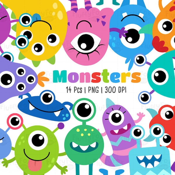 Monsters Clipart - Etsy