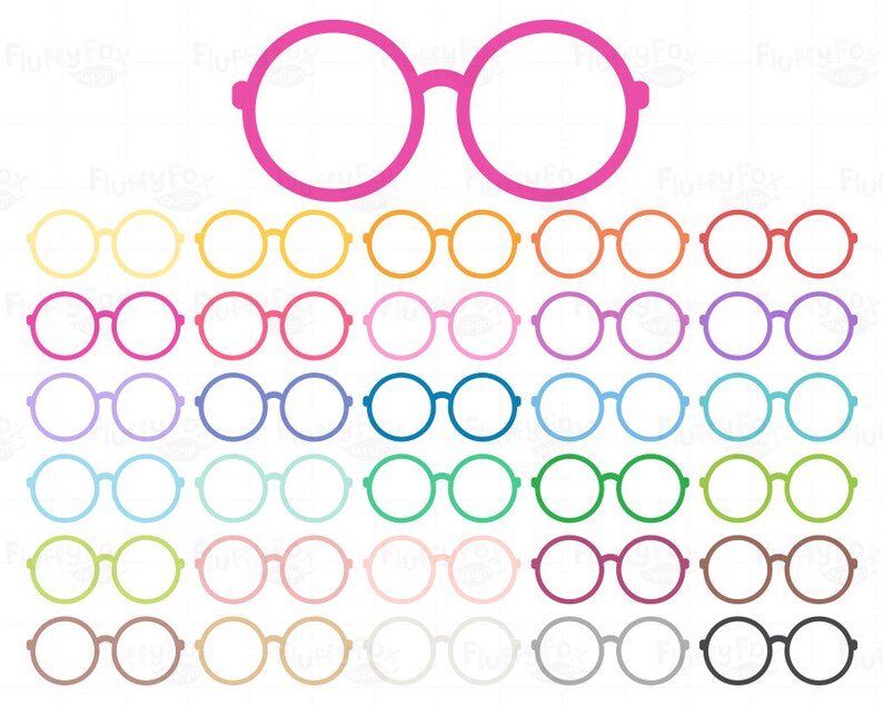 Round Glasses Clipart Spectacles Clip Art Rainbow Eyewear - Etsy
