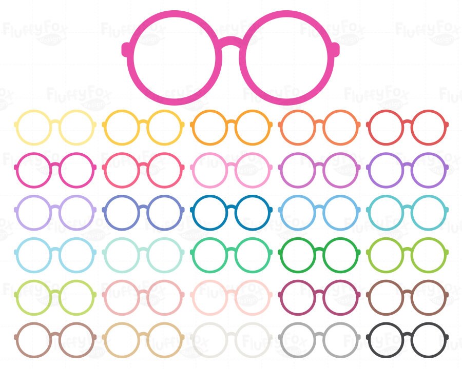 Round Glasses Clipart Spectacles Clip Art Rainbow Eyewear | Etsy