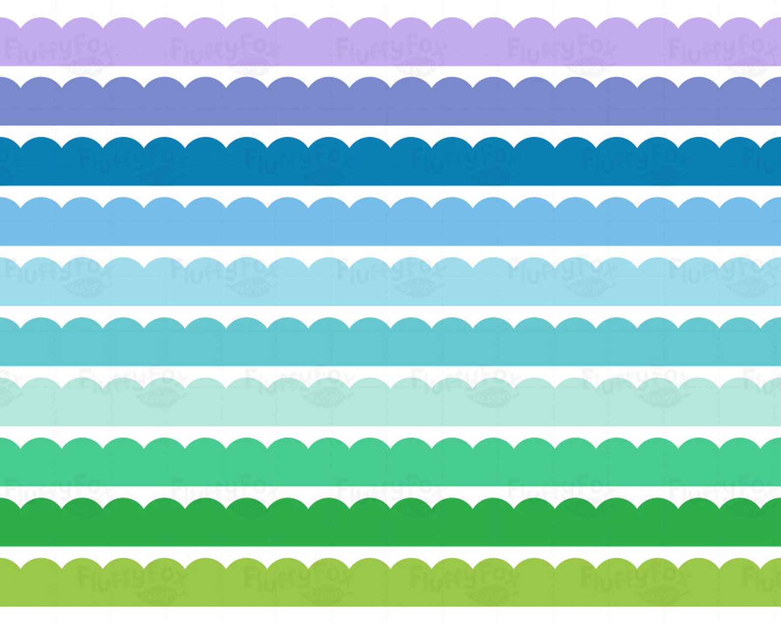 Rainbow Scalloped Border Clipart, Scallop Borders Clip Art, Colorful ...