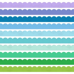 Rainbow Scalloped Border Clipart, Scallop Borders Clip Art, Colorful ...