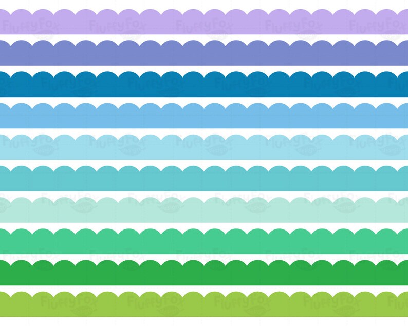 Rainbow Scalloped Border Clipart Scallop Borders Clip Art - Etsy