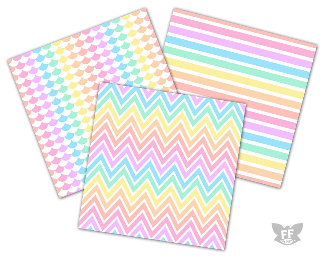 Pastel Rainbow Digital Paper, Soft Color Seamless Pattern, Colorful ...