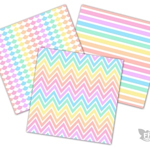 Pastel Rainbow Digital Paper, Soft Color Seamless Pattern, Colorful ...