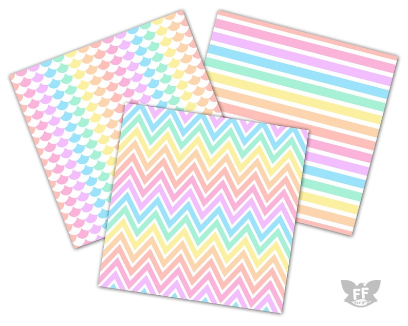 Pastel Rainbow Digital Paper, Soft Color Seamless Pattern, Colorful ...