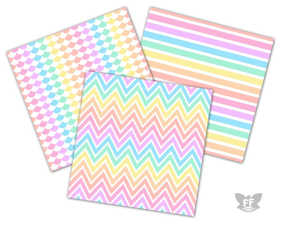 Pastel Rainbow Digital Paper, Soft Color Seamless Pattern, Colorful ...