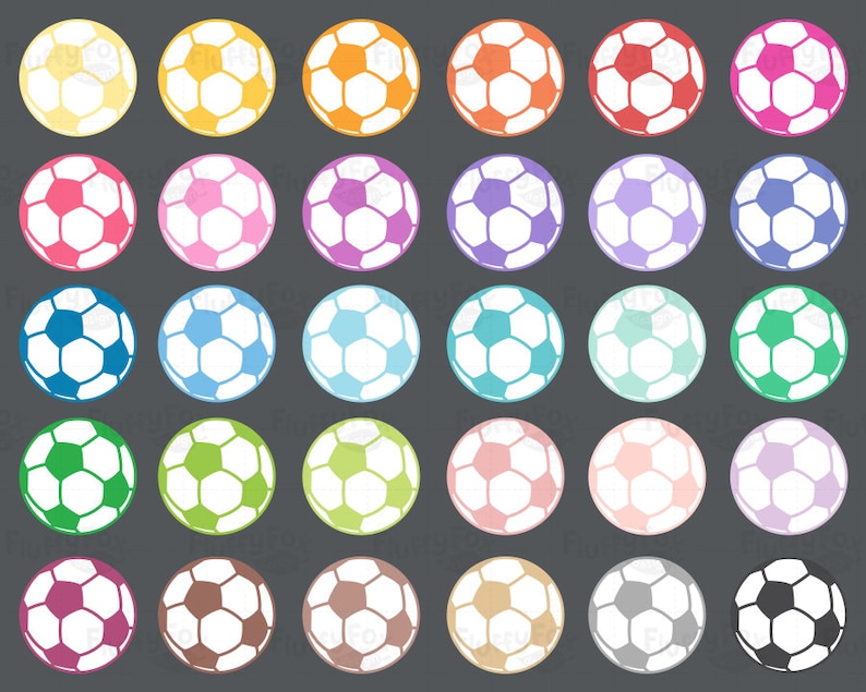 Soccer Clipart Football Clip Art Sport Balls Fitness Play | Etsy