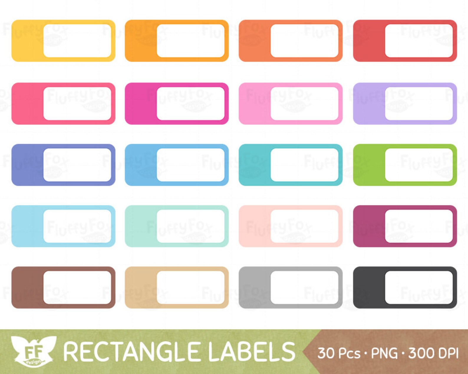 Rounded Rectangle Label Clipart Frame Clip Art Cute Blank - Etsy UK