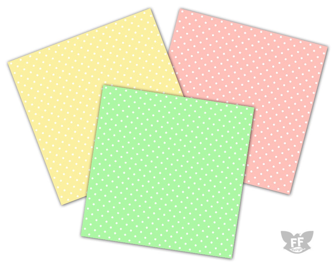Pastel Rainbow Polkadot Digital Paper, Soft Light Multicolor Dots ...