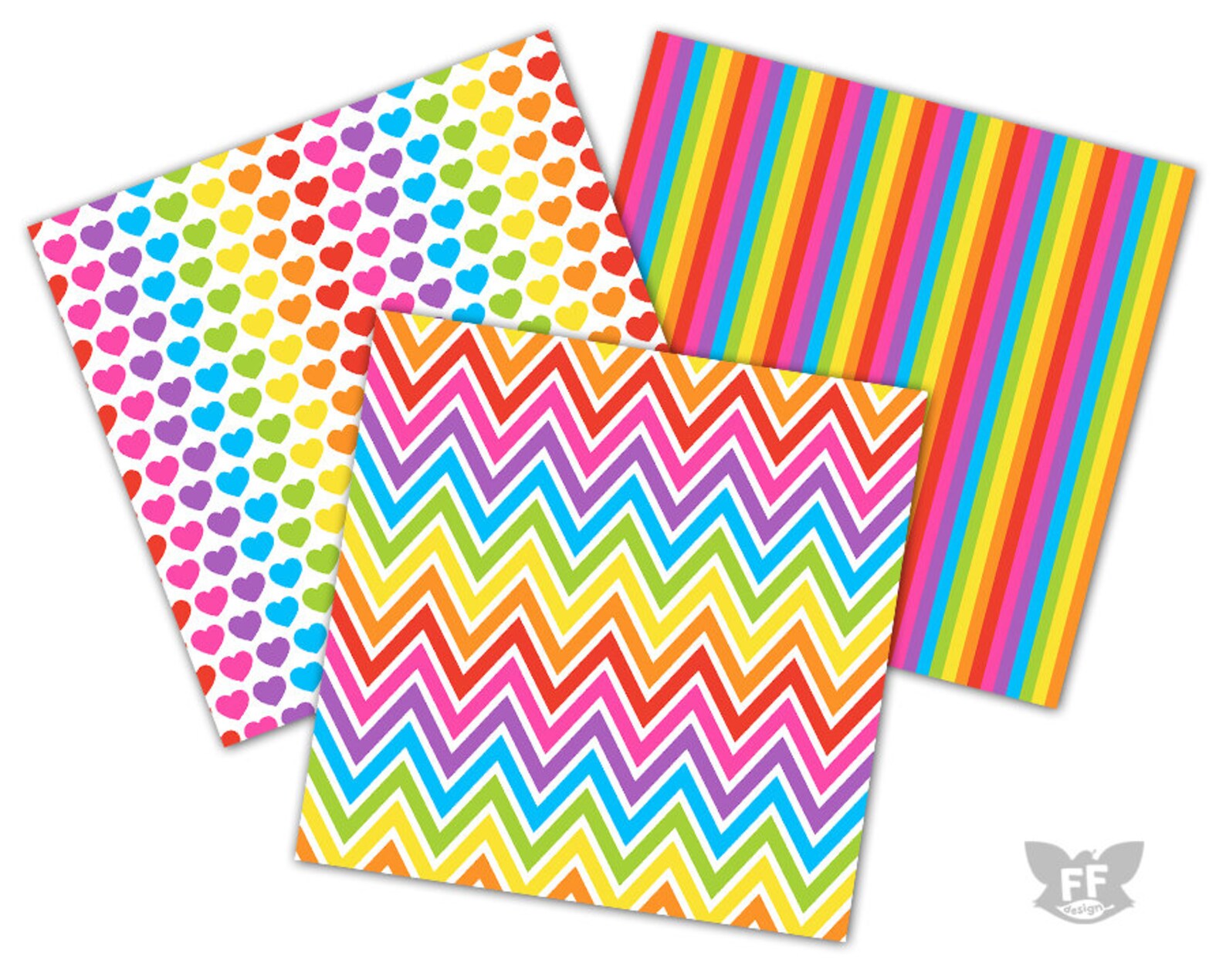 Rainbow Digital Paper Bright Bold Color Papers Seamless - Etsy