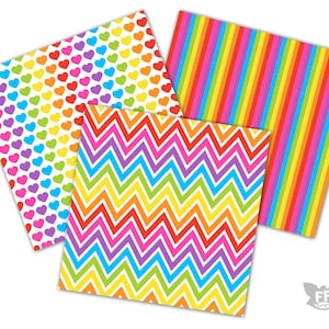 Rainbow Digital Paper, Bright Bold Color Papers, Seamless Pattern ...