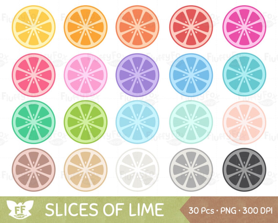 Slice of Lime Clipart Citrus Slices Clip Art Lemon Orange - Etsy