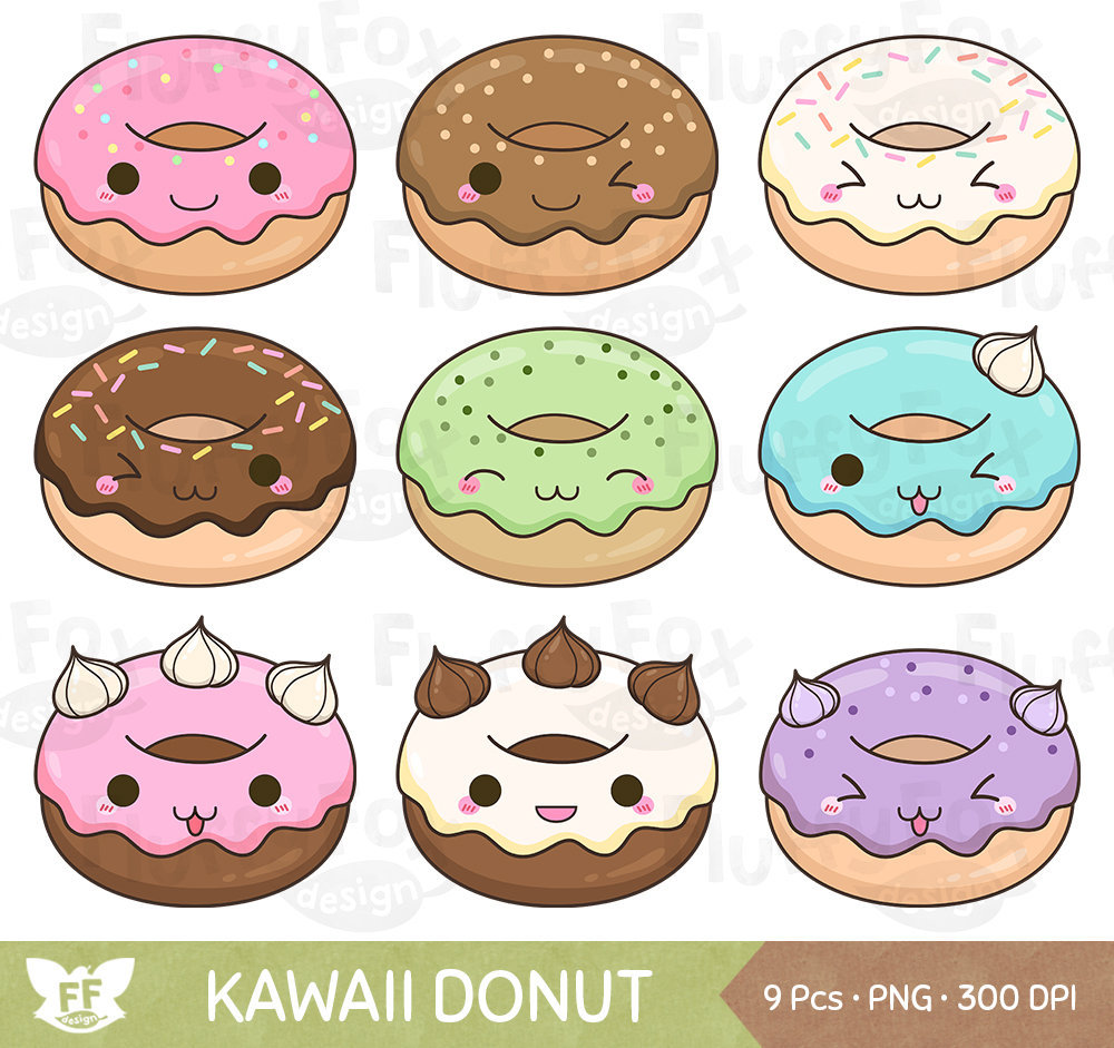 Kawaii Donut Clipart Doughnut Clip Art Snack Sweets Cute - Etsy Ireland