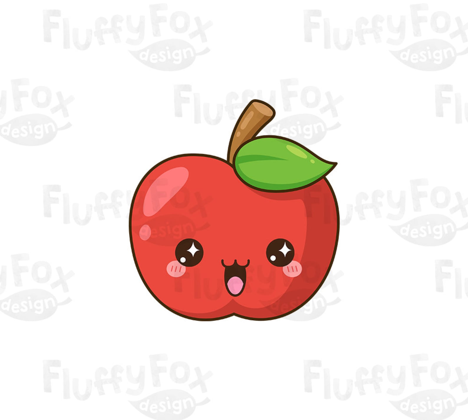 Kawaii Red Apple Clipart, Cute Apples Faces Clip Art, Fruit Cartoon ...