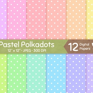 Pastel Rainbow Polkadot Digital Paper, Soft Light Multicolor Dots ...