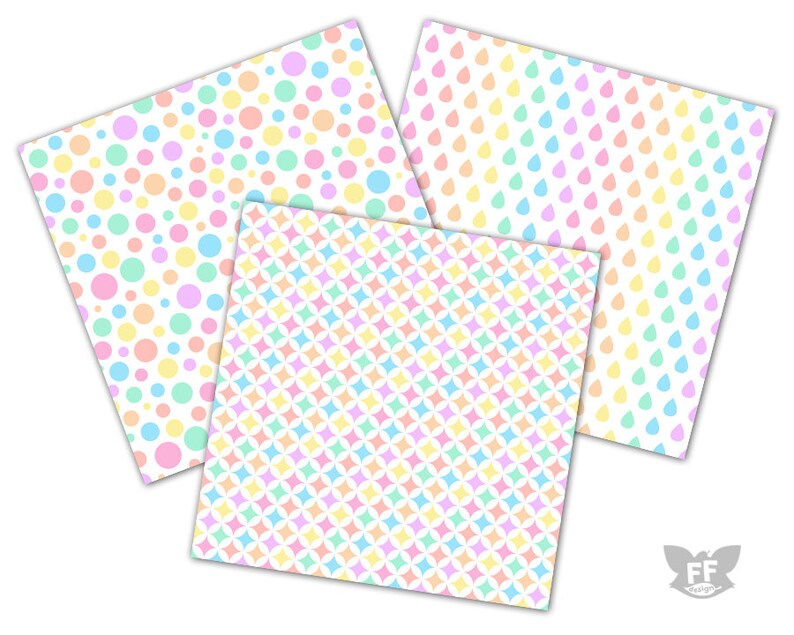 Pastel Rainbow Digital Paper, Soft Color Seamless Pattern, Colorful ...