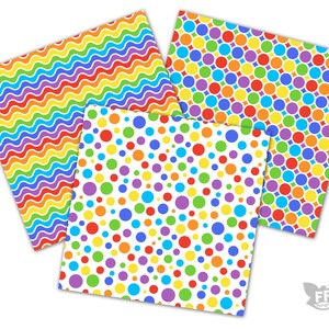 Rainbow Digital Paper, Bright Bold Color Papers, Seamless Pattern ...