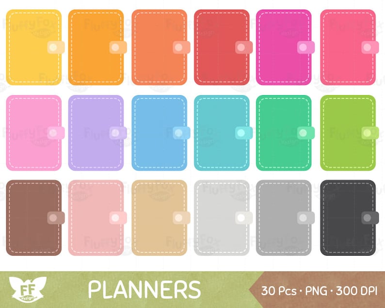 Planner Clipart Planners Clip Art Rainbow Planners Journal | Etsy