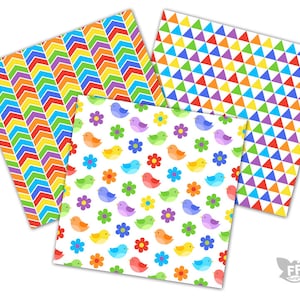 Rainbow Digital Paper, Bright Bold Color Papers, Seamless Pattern ...