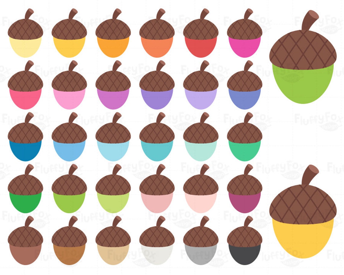 Acorns Clipart Acorn Clip Art Autumn Cliparts Nut Fall - Etsy