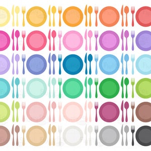 Plate Setting Clipart, Meal Settings Clip Art, Plates Utensils Cutlery ...