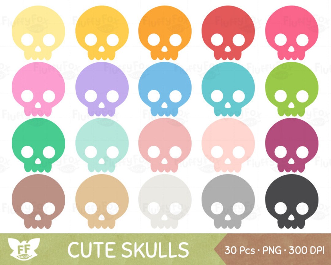 Cute Skull Clipart, Skulls Skeleton Clip Art, Colorful Halloween Kids ...