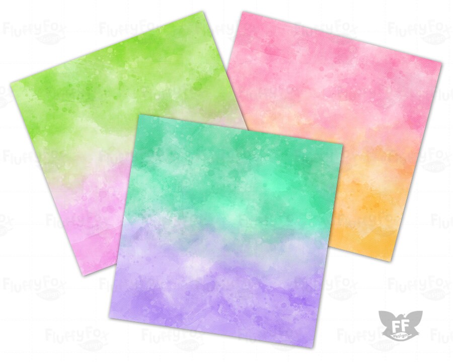 Ombre Watercolor Digital Paper Bright & Soft Color | Etsy
