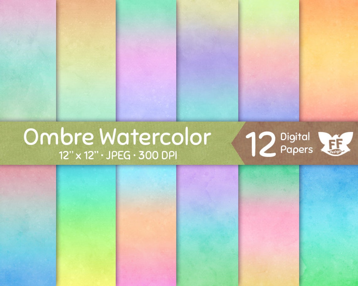 Ombre Watercolor Digital Paper Soft Three-color Mixed Pastel - Etsy