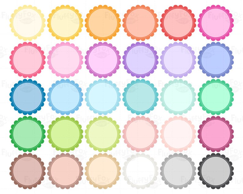 Rainbow Scalloped Circle Clipart: Banner Label Tag Frames Graphics (PNG ...