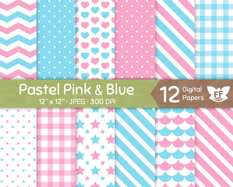 Pastel Pink and Blue Digital Paper Seamless Pattern Tileable - Etsy
