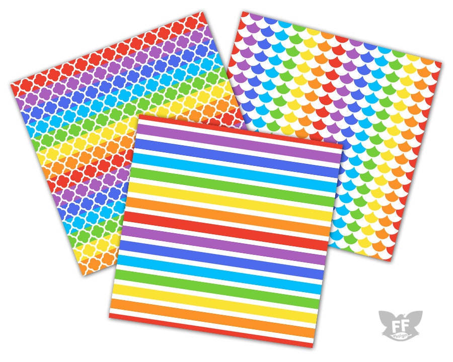 Rainbow Digital Paper Bright Bold Color Papers Seamless - Etsy