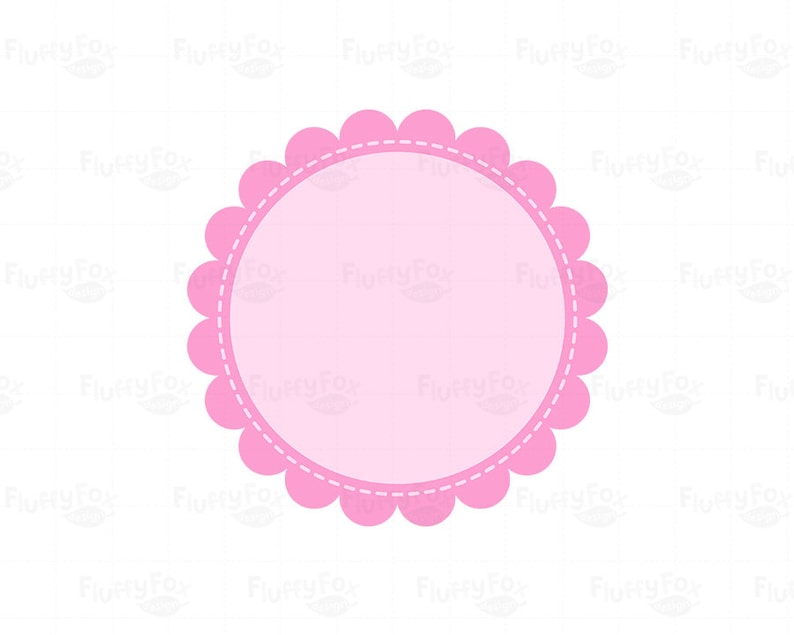 Scalloped Circle Label Clipart Scallop Frames Clip Art - Etsy