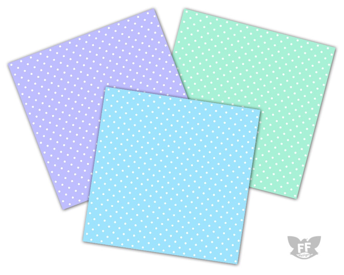 Pastel Rainbow Polkadot Digital Paper, Soft Light Multicolor Dots ...