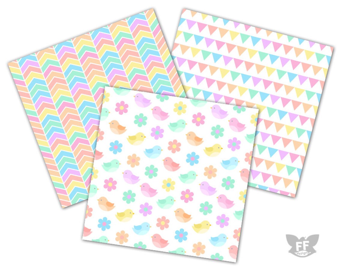 Pastel Rainbow Digital Paper, Soft Color Seamless Pattern, Colorful ...